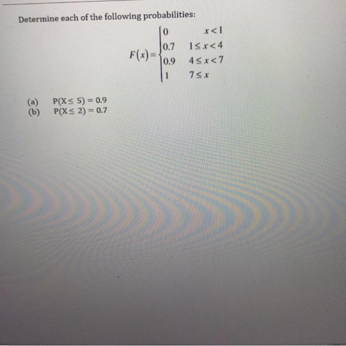 Solved Determine each of the following probabilities: 0.7 | Chegg.com