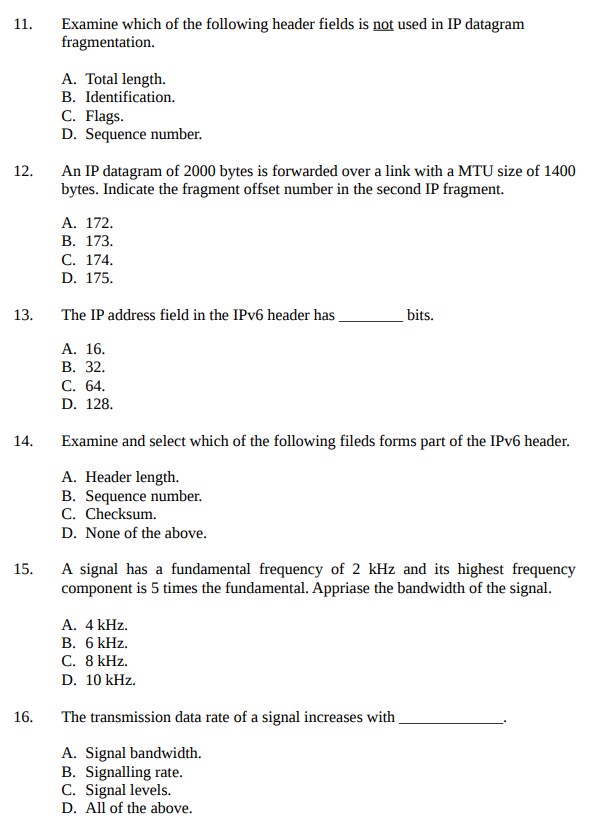 Solved 11. Examine which of the following header fields is | Chegg.com
