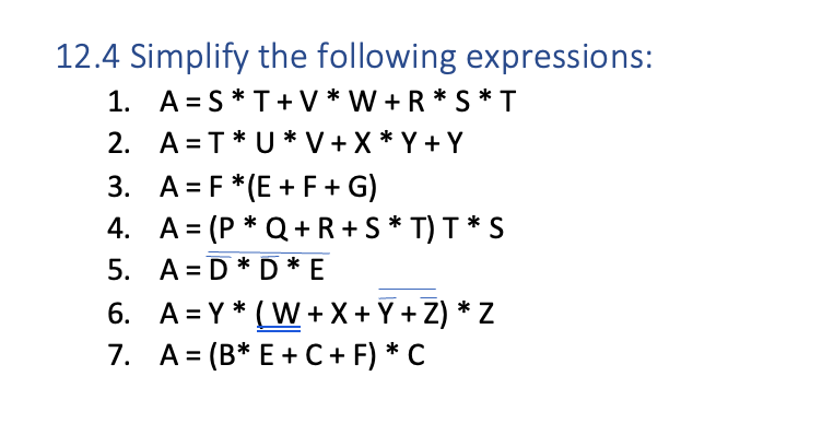 Solved 12.4 Simplify the following expressions: 1. | Chegg.com