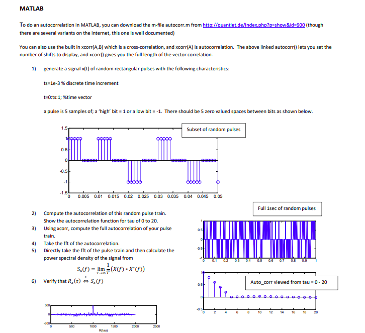 MATLAB To do an autocorrelation in MATLAB, you can | Chegg.com