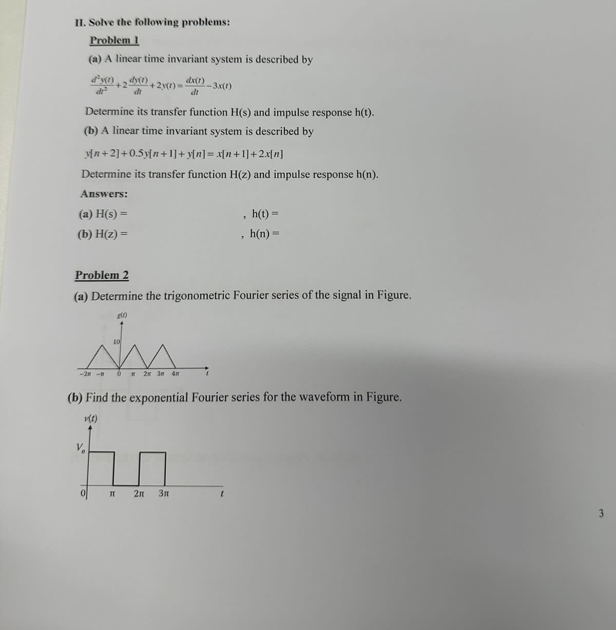 Solved Ii Solve The Following Problems Problem 1 A A