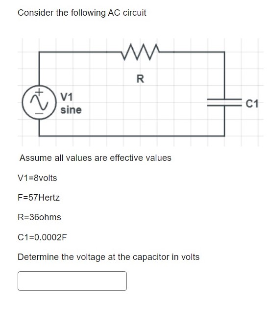 Solved Consider the following AC circuit Assume all values | Chegg.com