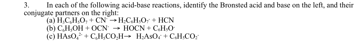 Solved 3. In each of the following acid-base reactions, | Chegg.com