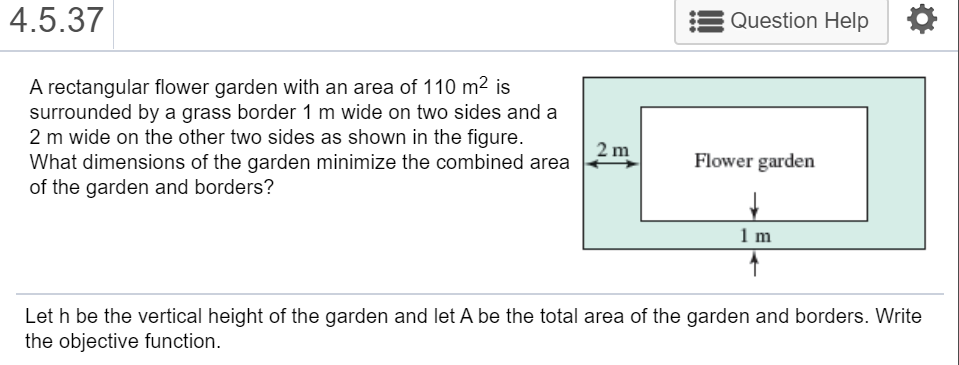 Solved 4.5.37 s Question Help A rectangular flower garden | Chegg.com