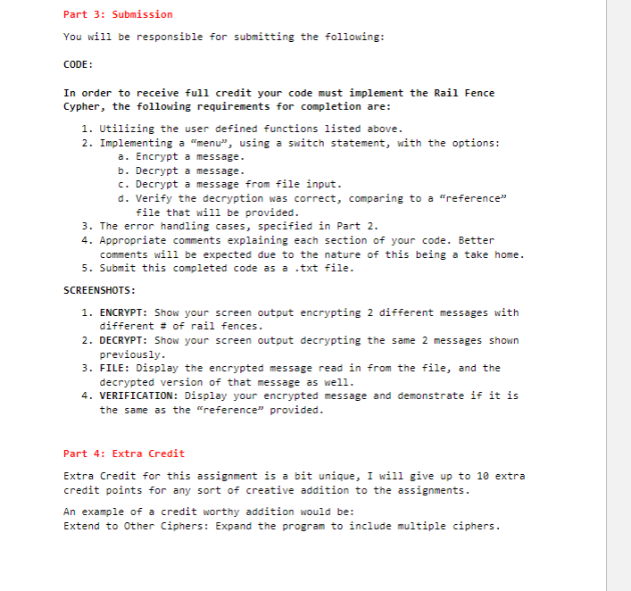 Solved Part 3: Submission You will be responsible for | Chegg.com
