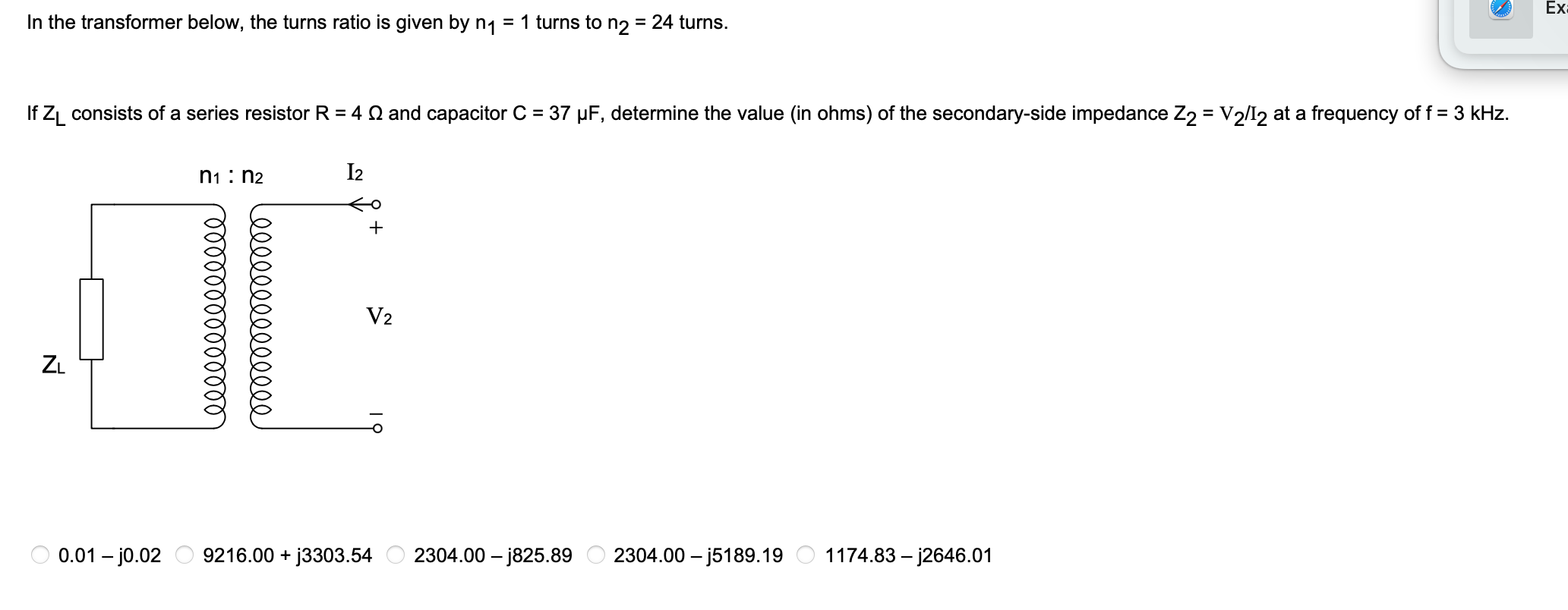 Solved In the transformer below, the turns ratio is given by | Chegg.com