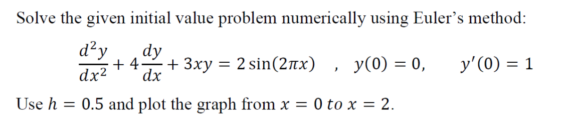 Solved Solve the given initial value problem numerically | Chegg.com