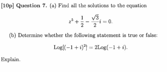 Solved [10p] ﻿Question 7. (a) ﻿Find all the solutions to | Chegg.com