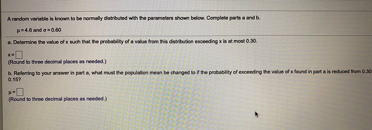 Solved A random variable is known to be normally distributed | Chegg.com