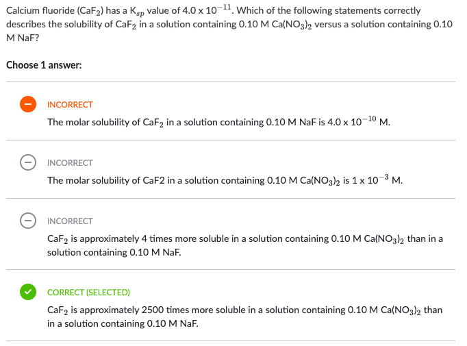 Solved Calcium fluoride (CaF2) has a Ksp value of 4.0 x | Chegg.com