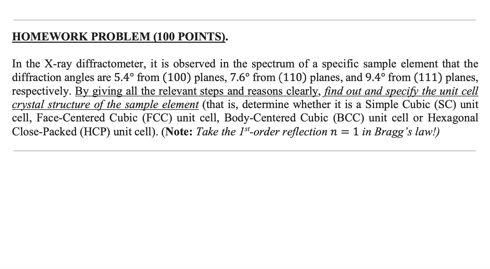 Solved HOMEWORK PROBLEM (100 ﻿POINTS).In ﻿the X-ray | Chegg.com