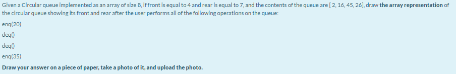 Solved Given a Circular queue implemented as an array of | Chegg.com
