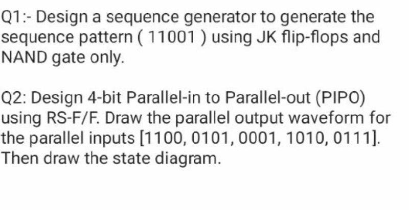 Solved Q1:- Design a sequence generator to generate the | Chegg.com