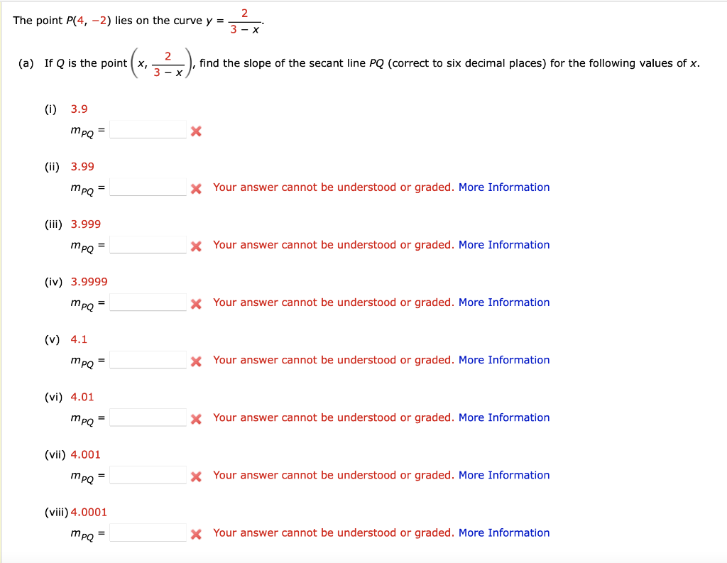 Solved The point P(4, -2) lies on the curve y = 3 - x (a) If | Chegg.com