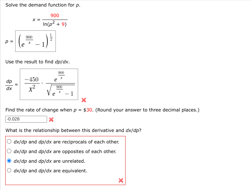 Solved Solve the demand function for p. | Chegg.com