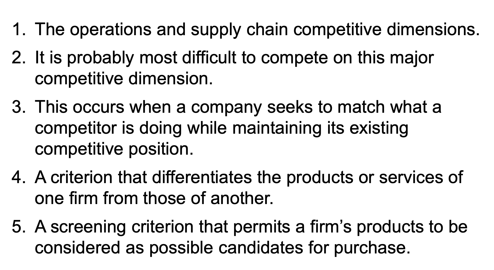 Solved 1. The operations and supply chain competitive | Chegg.com