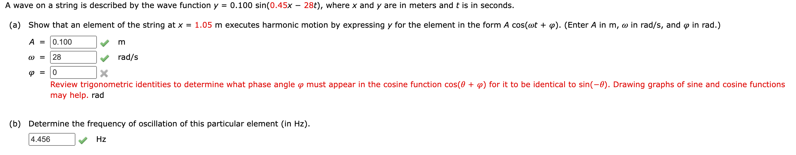 Solved A wave on a string is described by the wave function | Chegg.com