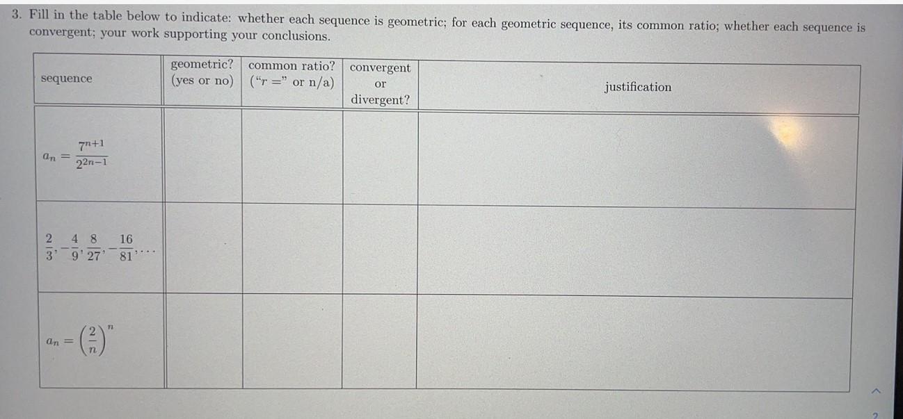 Solved 3. Fill in the table below to indicate: whether each | Chegg.com