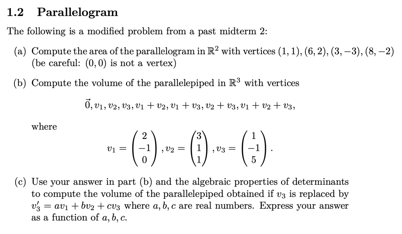 Solved 1.2 Parallelogram The following is a modified problem | Chegg.com