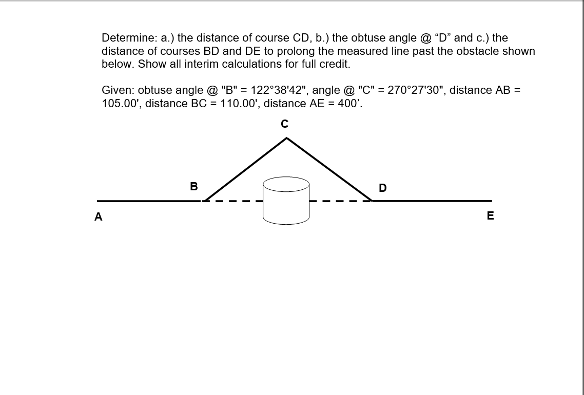 Solved Determine: a.) the distance of course CD, b.) the | Chegg.com