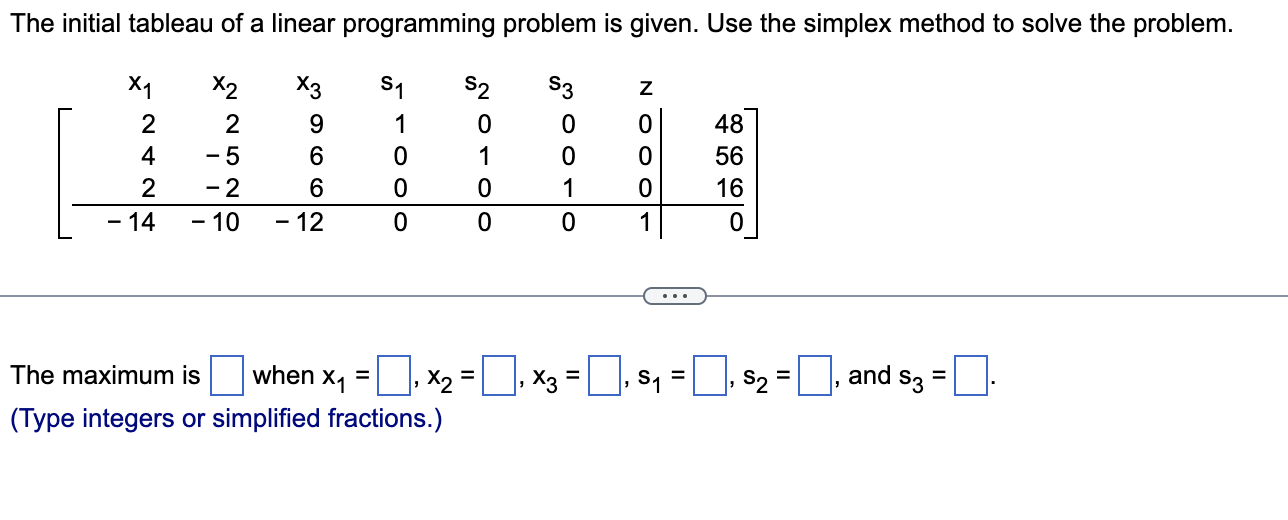 Solved ⎣⎡x1242−14x22−5−2−10x3966−12 s11000 s20100 | Chegg.com Solved ⎣⎡x1242−14x22−5−2−10x3966−12 s11000 s20100 | Chegg.com