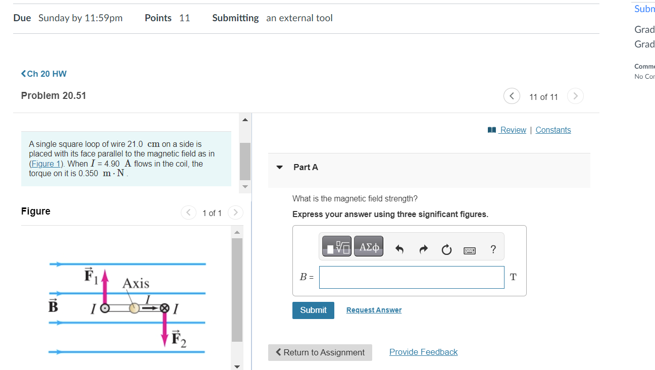 Solved A single square loop of wire 21.0 cm on a side is | Chegg.com