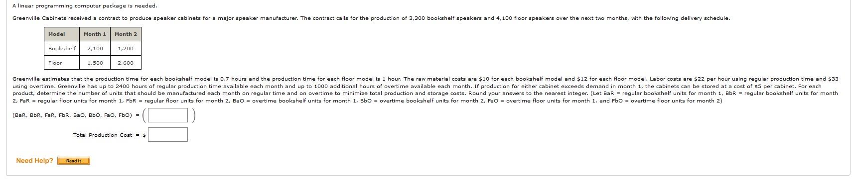 Solved A linear programming computer package is needed. | Chegg.com