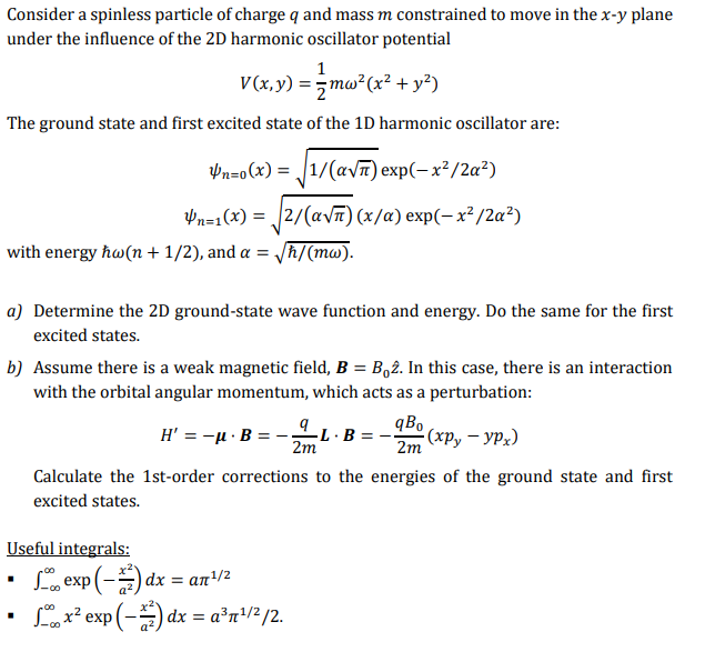 Solved Consider a spinless particle of charge q and mass m | Chegg.com