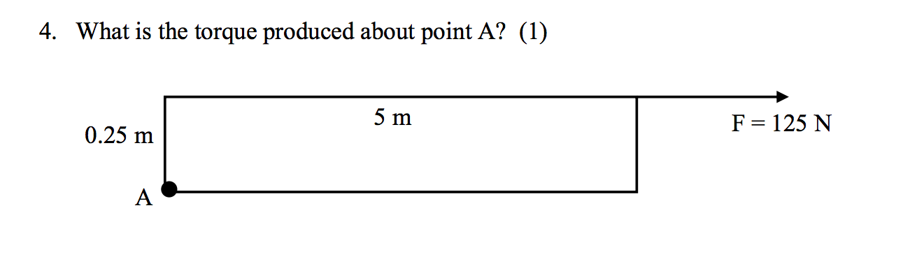 Solved 4. What is the torque produced about point A? (1) 5 m | Chegg.com