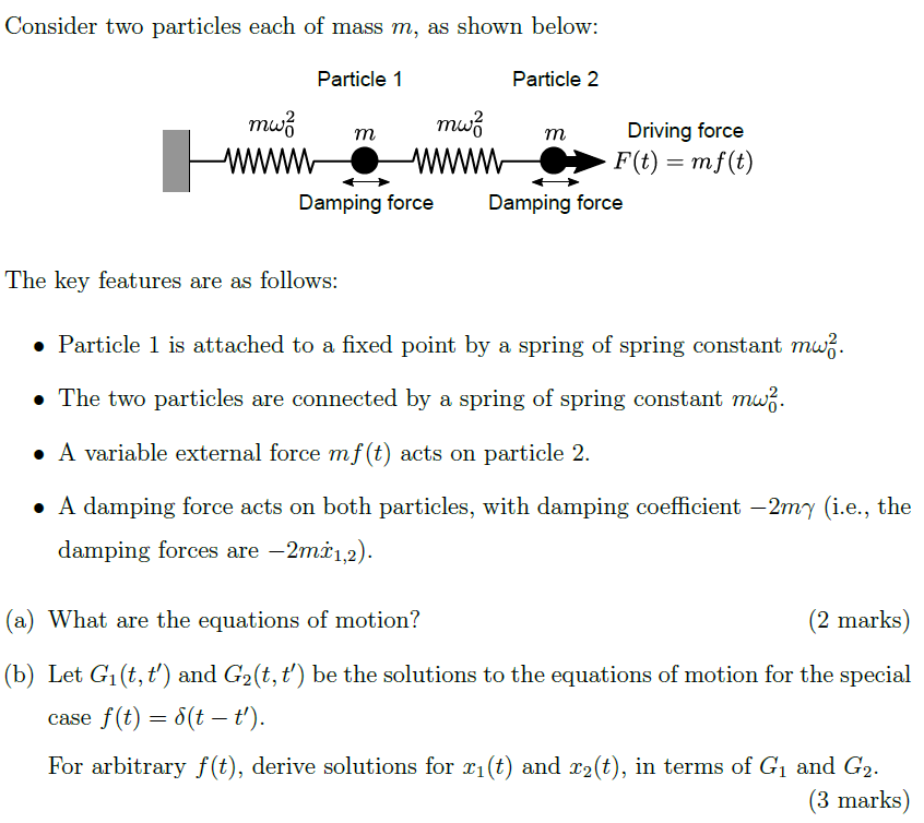Solved Consider two particles each of mass m, as shown | Chegg.com