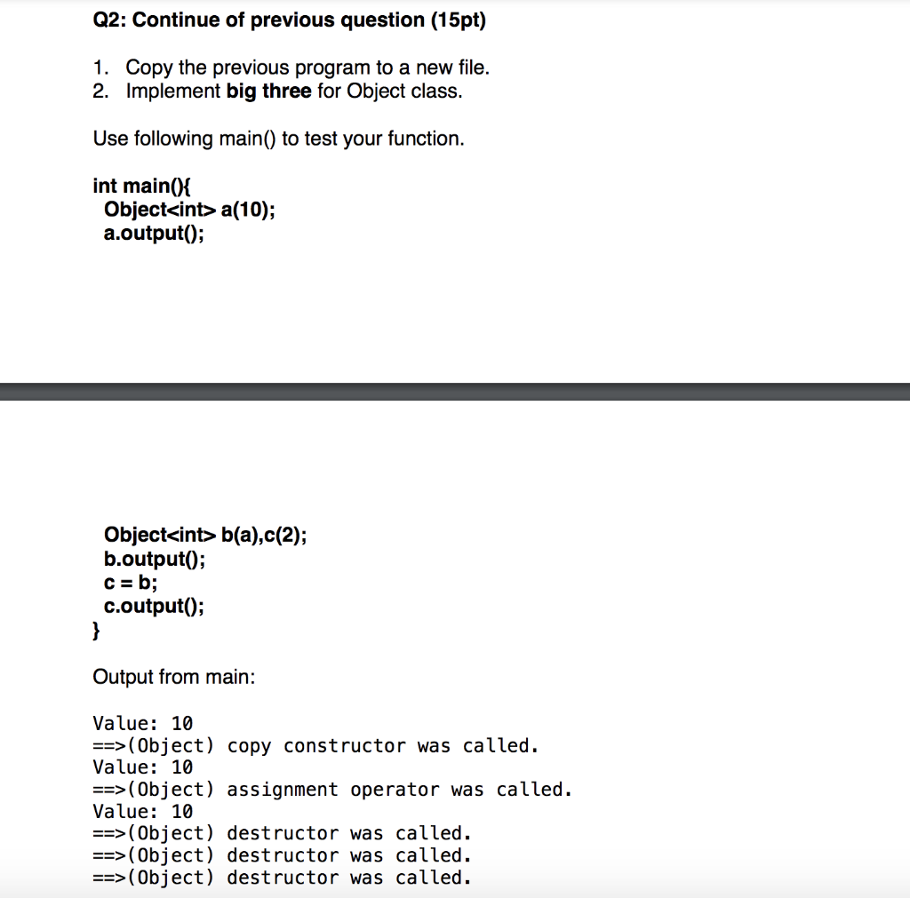 Solved Q1: Create a class named Object. (15pt) 1. Dynamic | Chegg.com