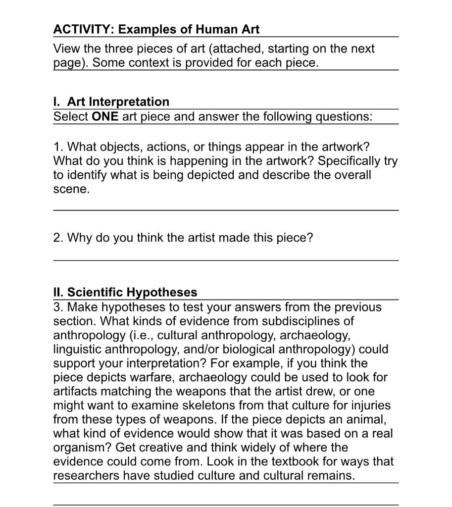 ACTIVITY: Examples of Human Art View the three pieces | Chegg.com