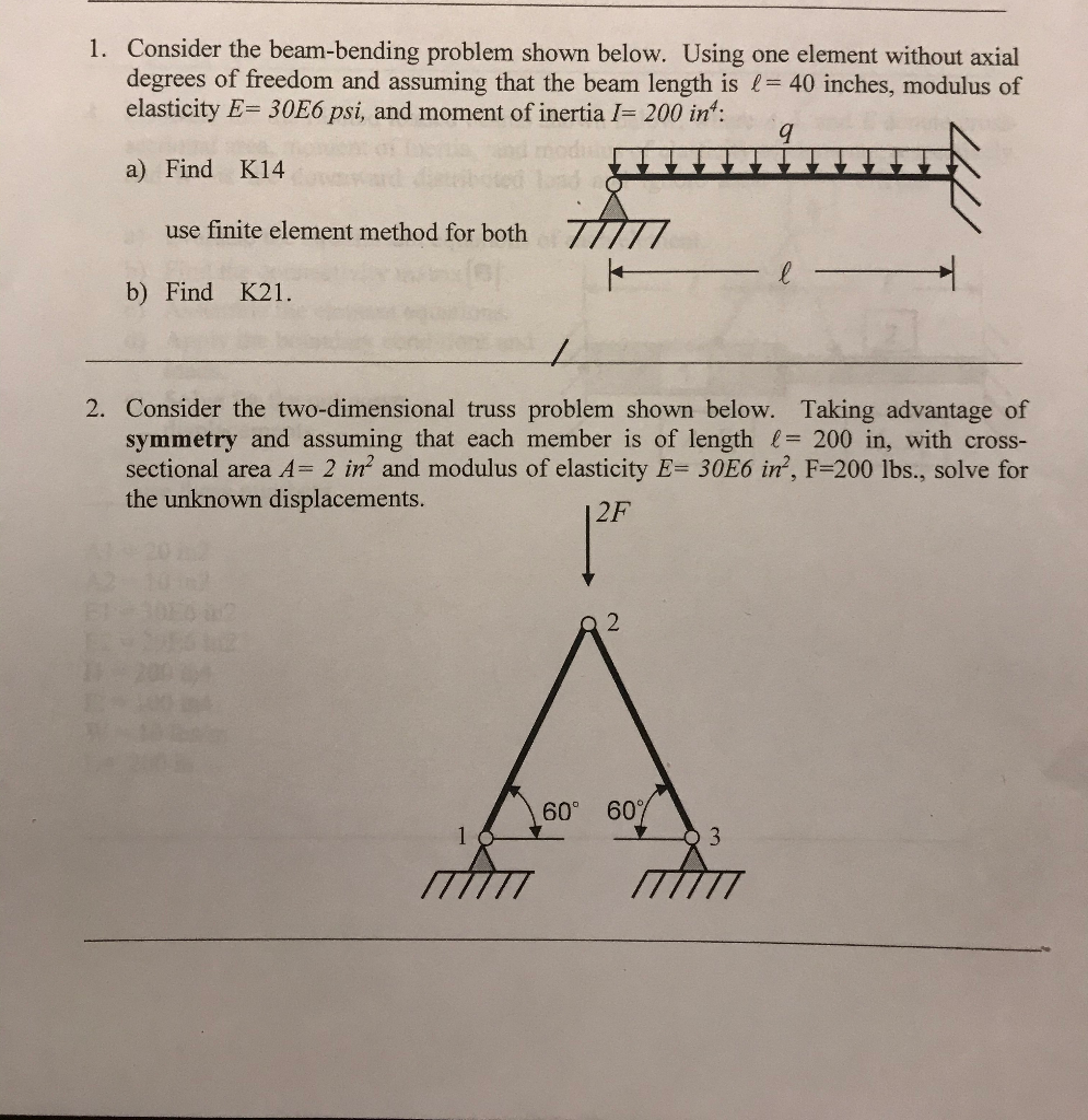 Solved 1. Consider the beam-bending problem shown below. | Chegg.com