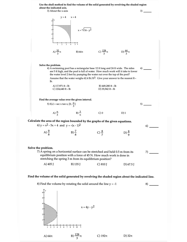 Solved Use the shell method to find the volume of the solid | Chegg.com