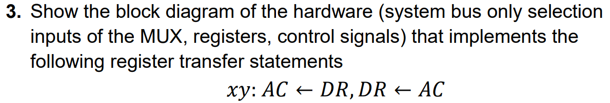 3. Show the block diagram of the hardware (system bus | Chegg.com