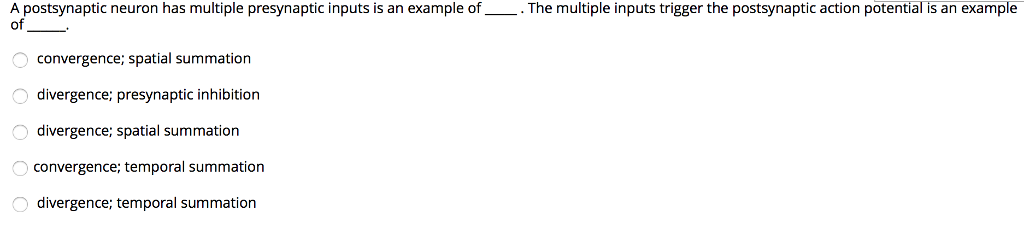 Solved A postsynaptic neuron has multiple presynaptic inputs | Chegg.com