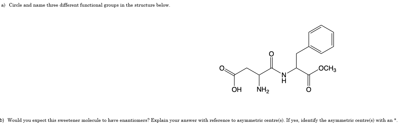 Solved a) Circle and name three different functional groups | Chegg.com