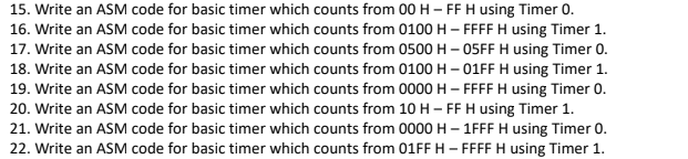 Solved 15. Write an ASM code for basic timer which counts | Chegg.com