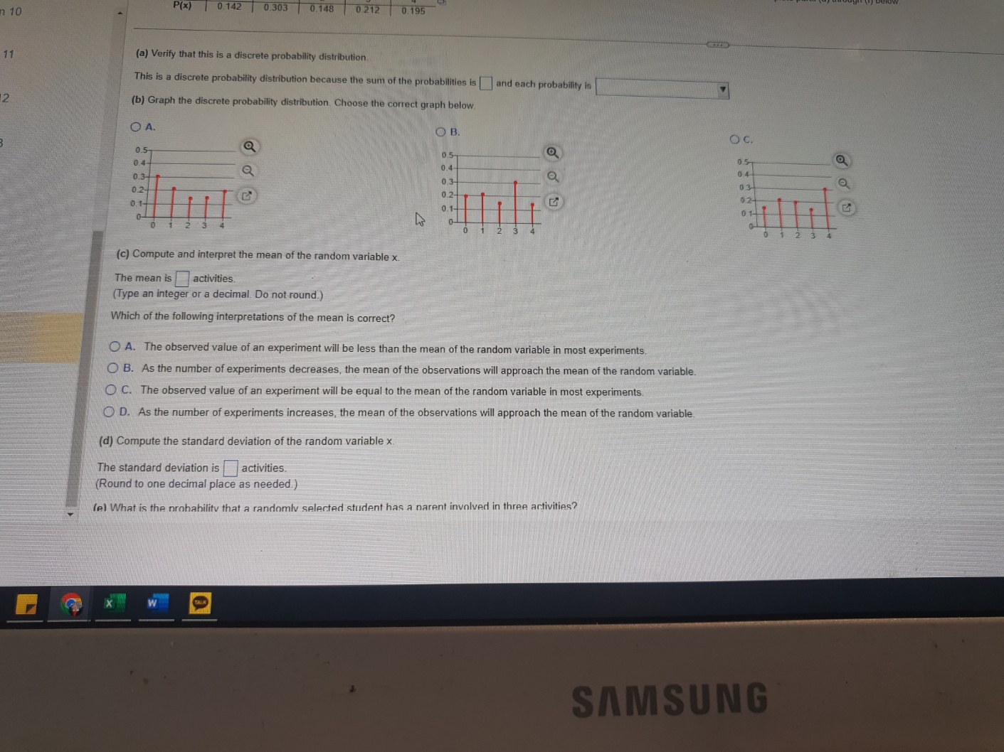 Solved (c) Compute and interpret the mean of the random | Chegg.com