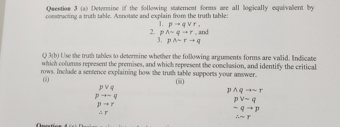 Solved Question 3 (a) Determine if the following statement | Chegg.com