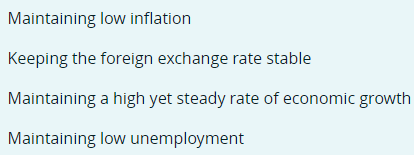 Solved Maintaining low inflation Keeping the foreign | Chegg.com