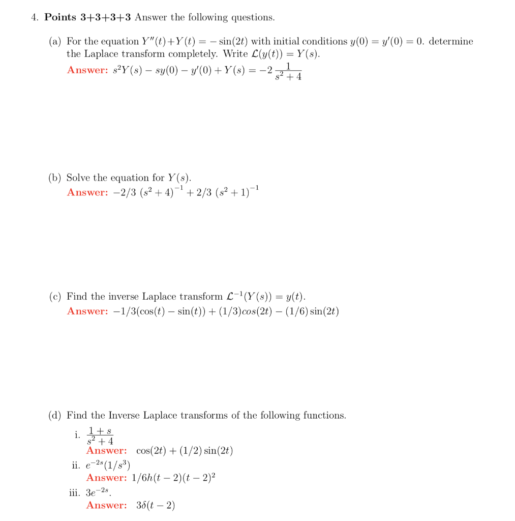 Solved 4. Points 3+3+3+3 Answer the following questions. = | Chegg.com