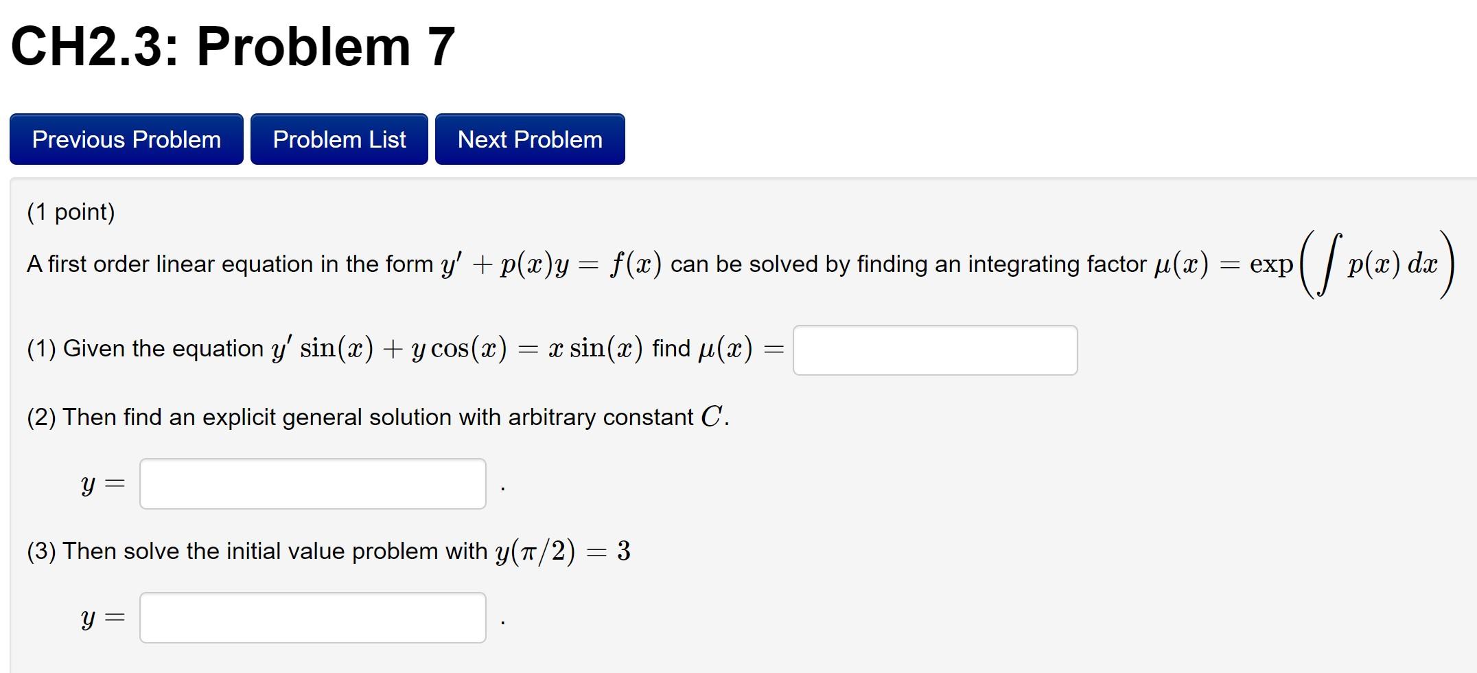 Solved CH2.3: Problem 7 Previous Problem Problem List Next | Chegg.com