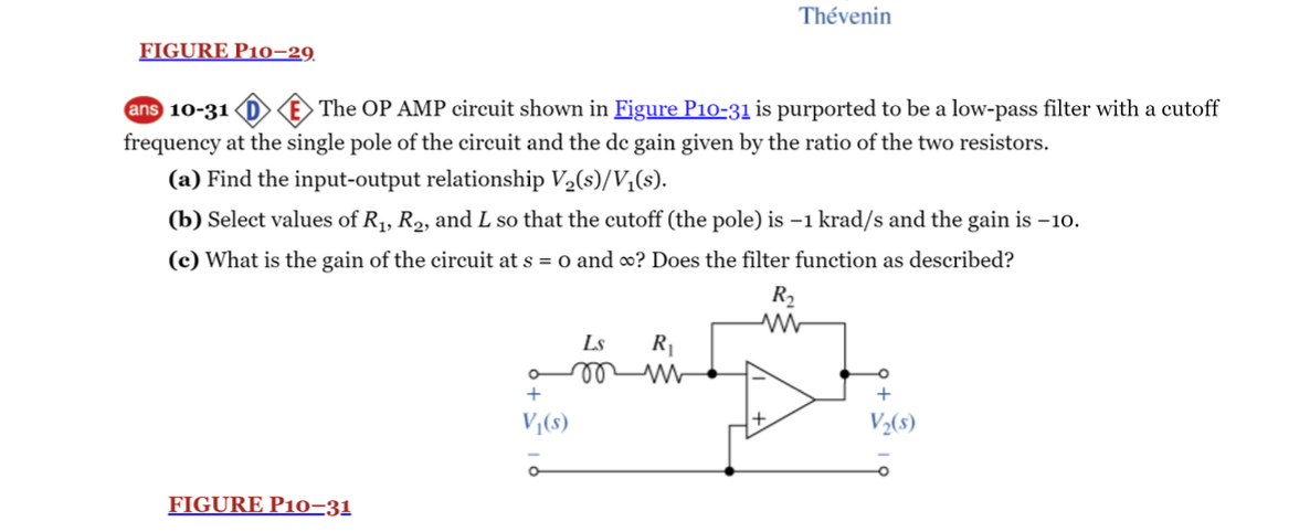 Solved ans 10-31 1 D (E) The OP AMP circuit shown in Figure | Chegg.com