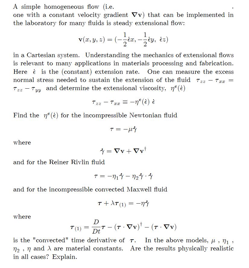 A simple homogeneous flow (i.e. one with a constant | Chegg.com