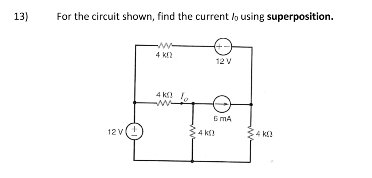 Solved For the circuit shown, find the current I0 using | Chegg.com
