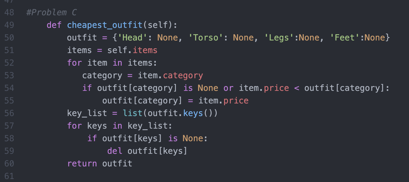 Solved Problem D. (5 points) Which Store? Write a function | Chegg.com