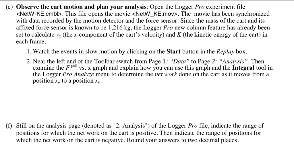 Observe the cart motion and plan your analysis: Open | Chegg.com