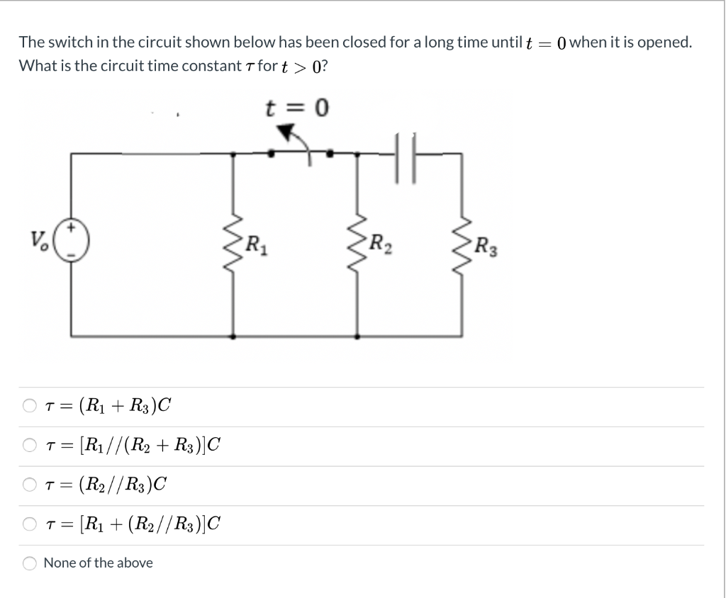 Solved The switch in the circuit shown below has been closed | Chegg.com