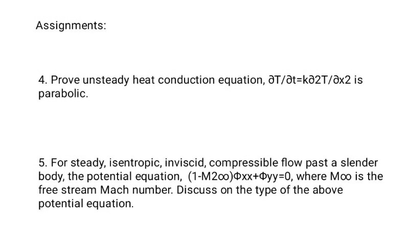Solved Assignments: 4. Prove unsteady heat conduction | Chegg.com